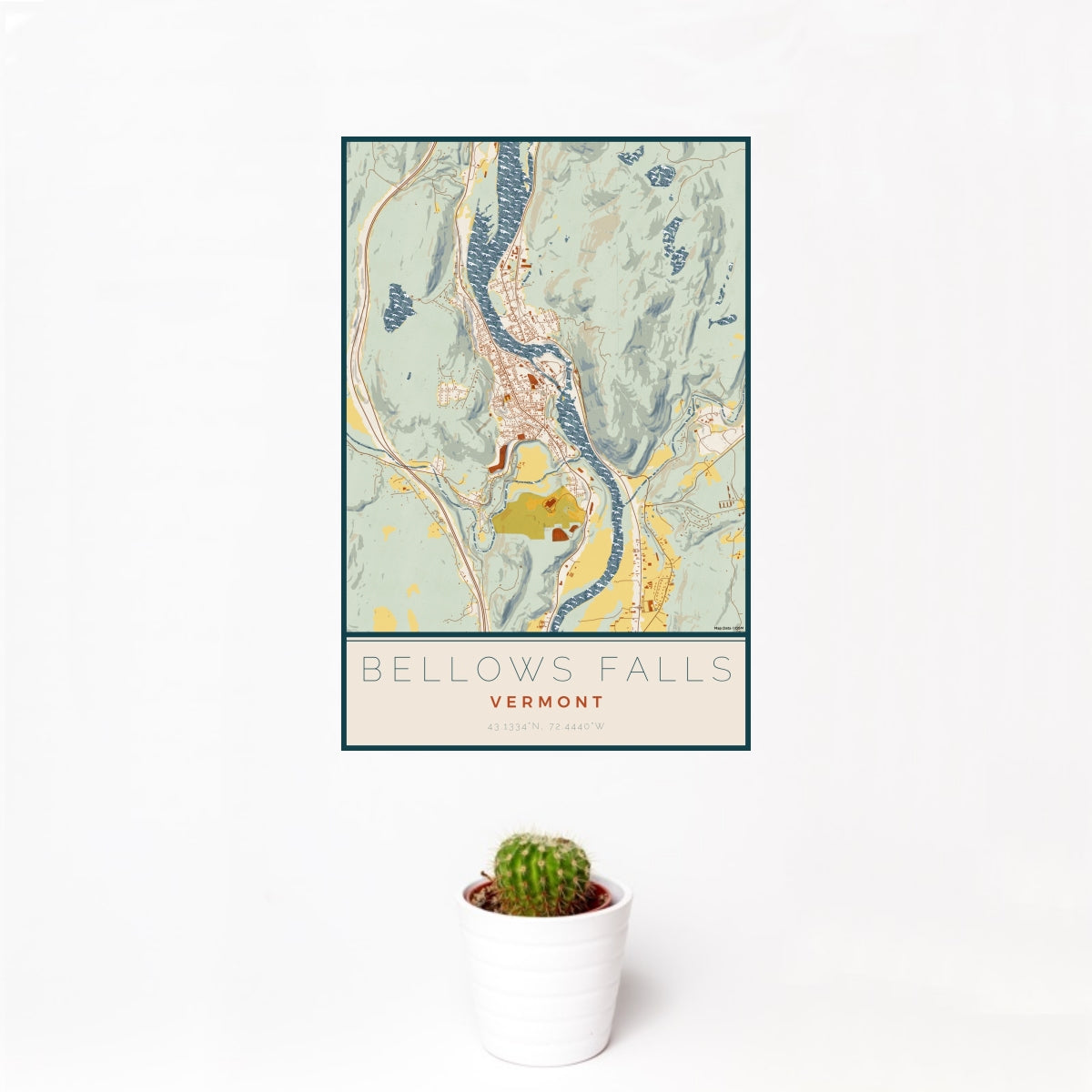 Bellows Falls - Vermont Map Print in Woodblock — JACE Maps