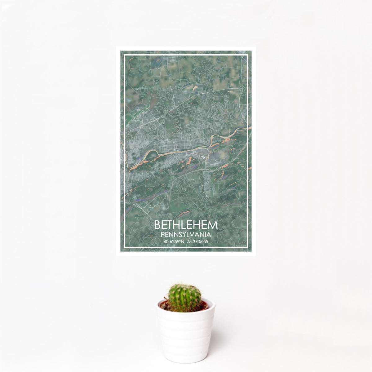 Bethlehem - Pennsylvania Map Print in Afternoon — JACE Maps