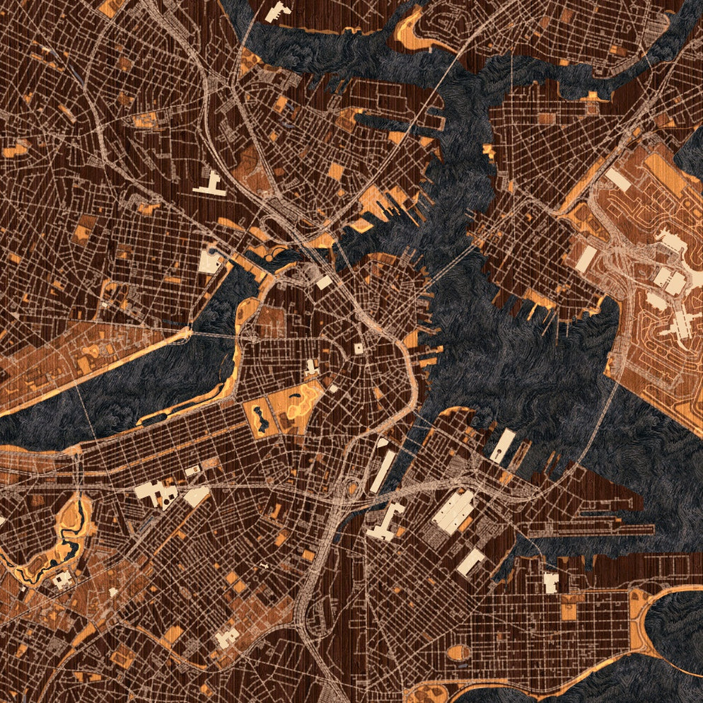 Boston - Massachusetts Map Print in Ember — JACE Maps