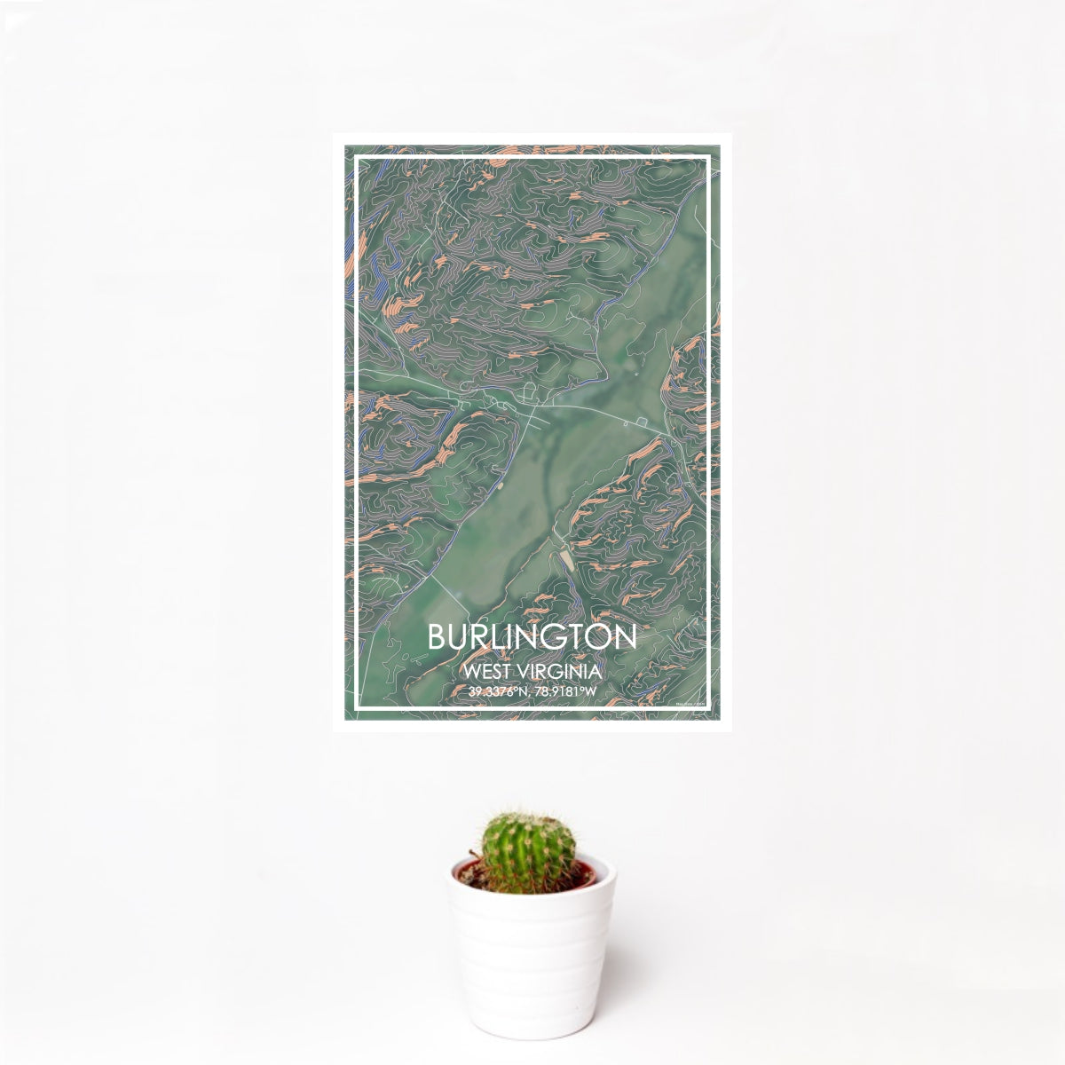 Burlington - West Virginia Map Print in Afternoon — JACE Maps