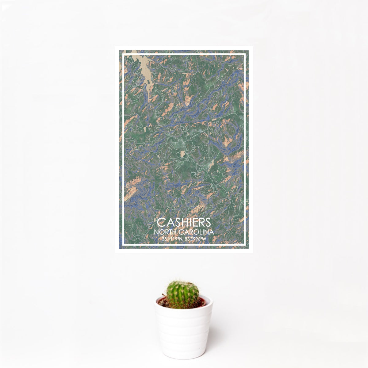 Cashiers - North Carolina Map Print in Afternoon — JACE Maps