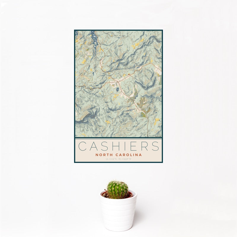 Cashiers - North Carolina Map Print in Woodblock — JACE Maps