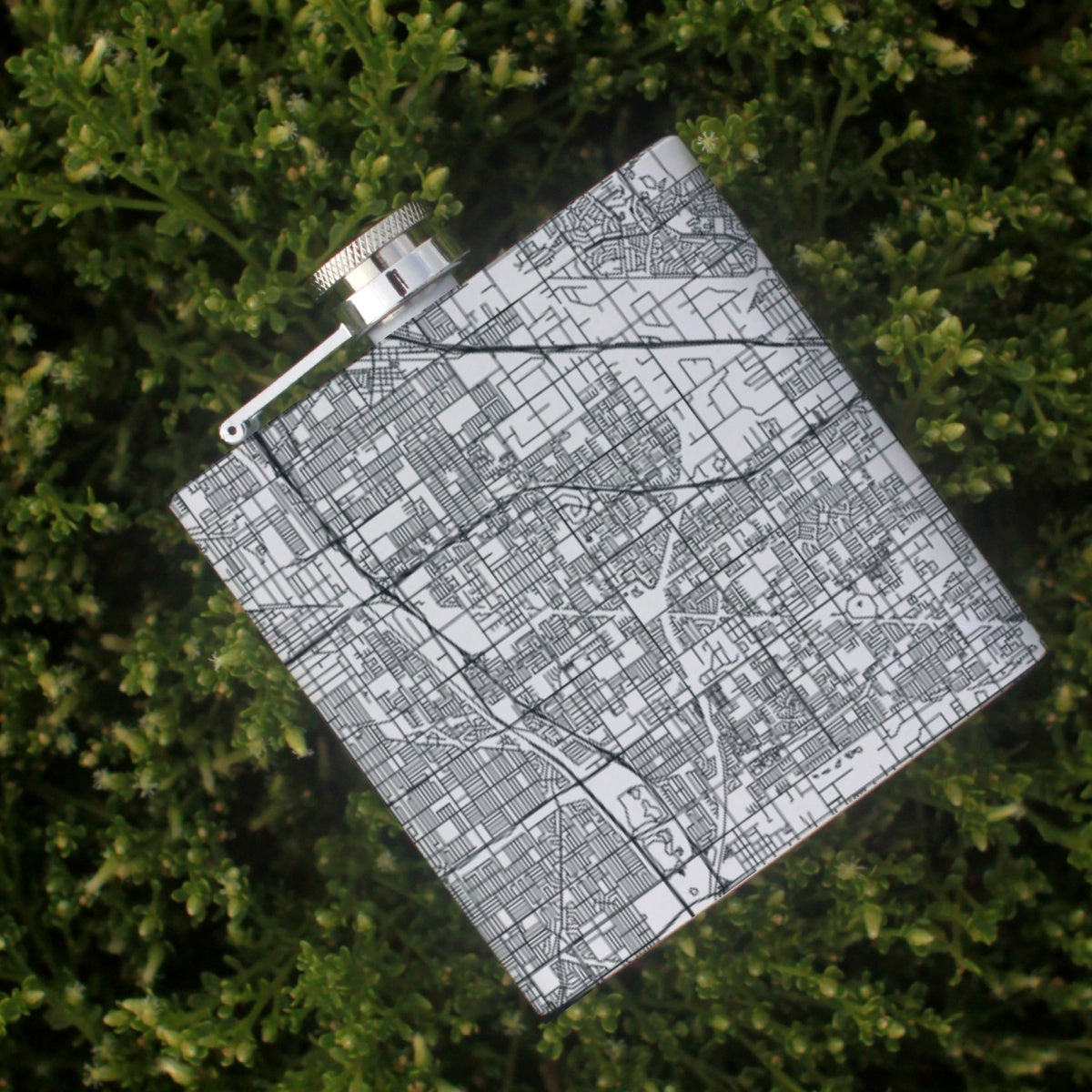 Cerritos - California Engraved Map Hip Flask in Matte White — JACE Maps