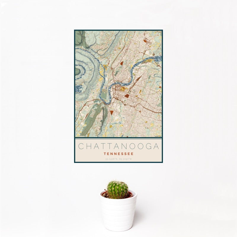 Chattanooga - Tennessee Map Print in Woodblock — JACE Maps