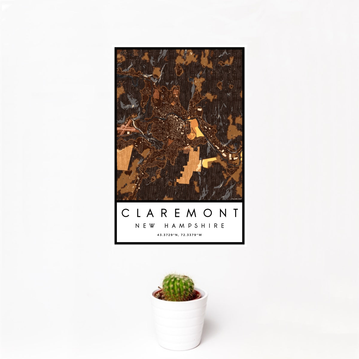 Claremont - New Hampshire Map Print in Ember — JACE Maps