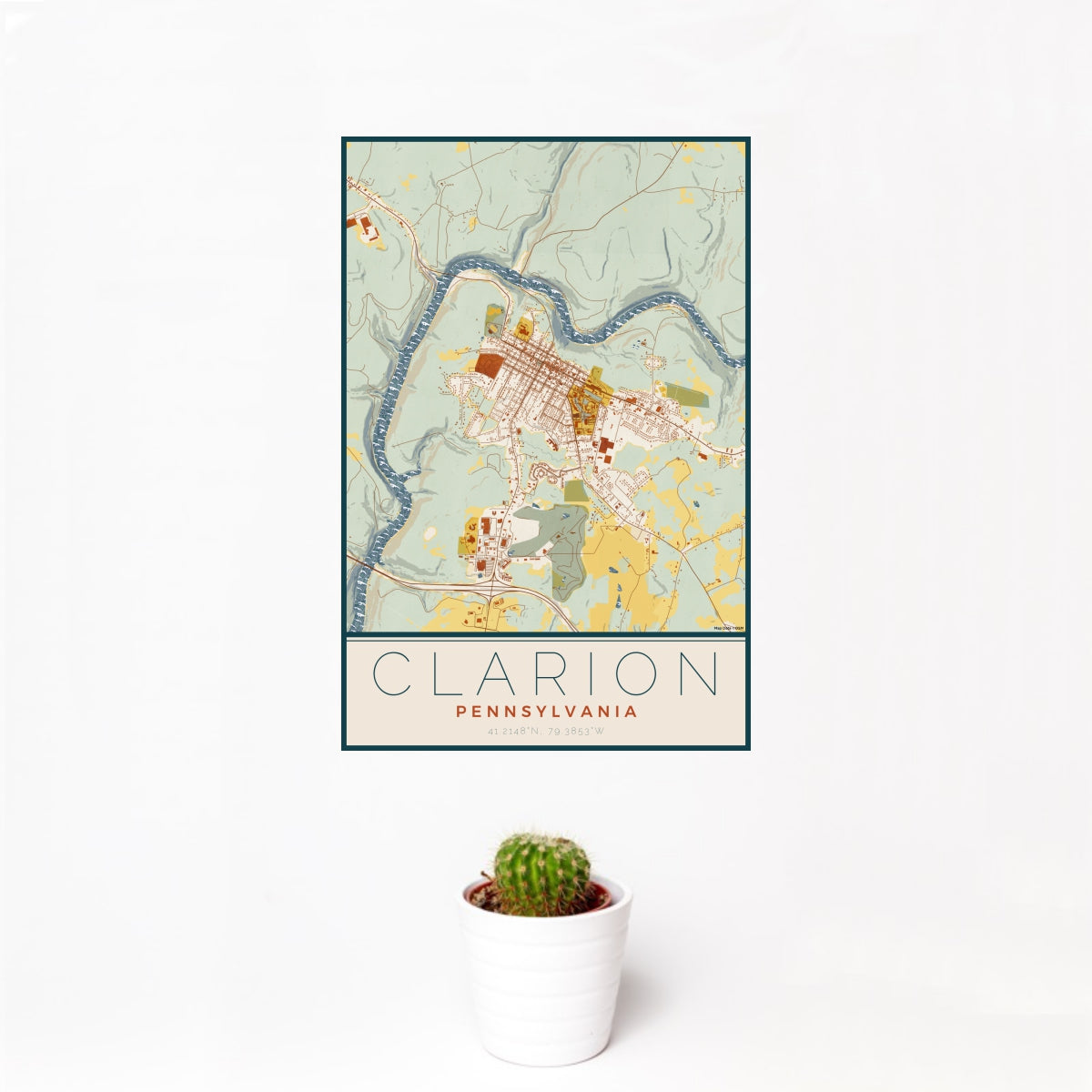 Clarion - Pennsylvania Map Print in Woodblock — JACE Maps