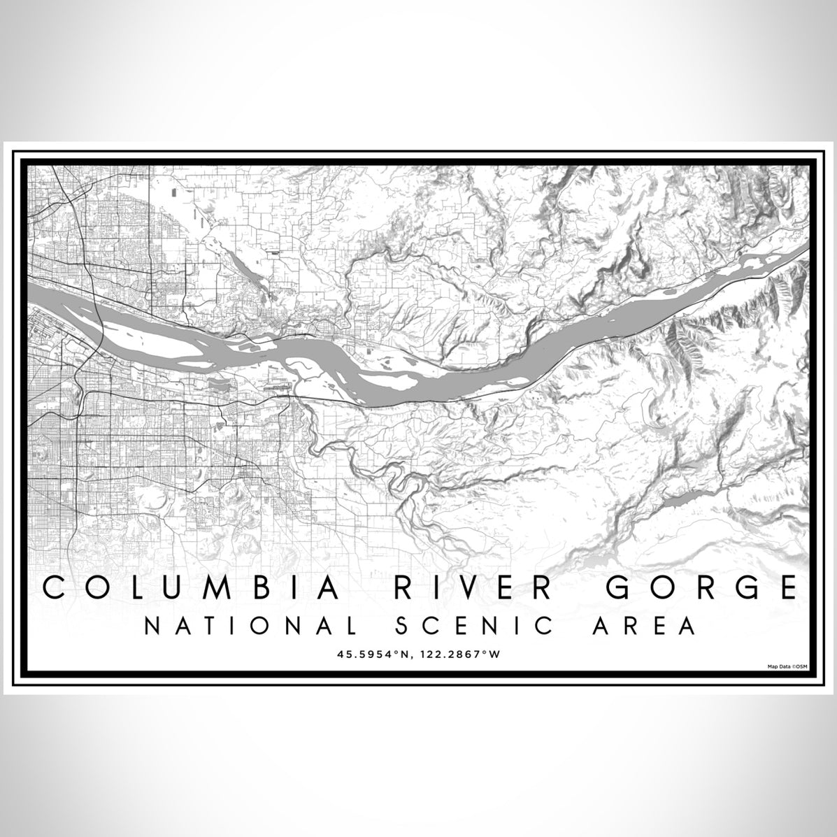Columbia River Gorge - National Scenic Area Map Print in Classic — JACE ...
