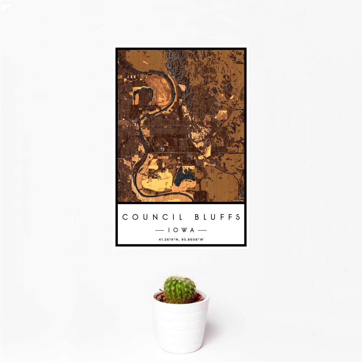 Council Bluffs - Iowa Map Print in Ember — JACE Maps