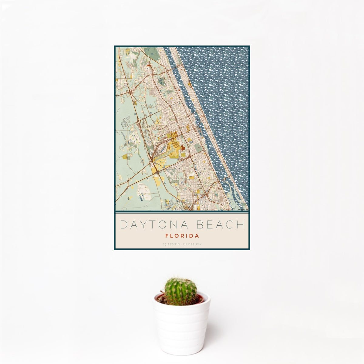 Daytona Beach - Florida Map Print in Woodblock — JACE Maps