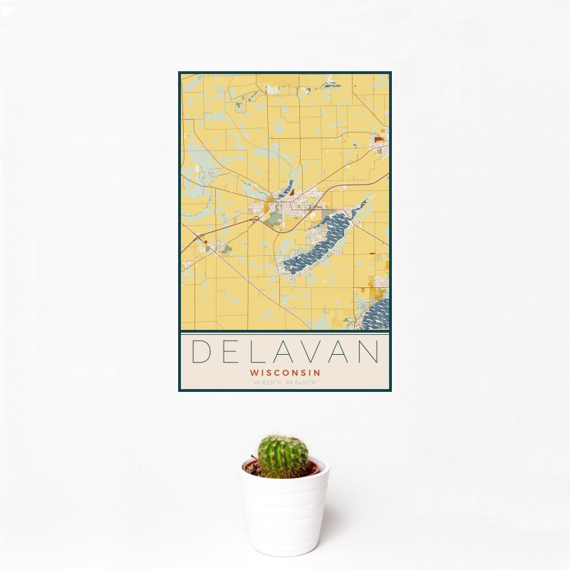 Delavan - Wisconsin Map Print in Woodblock — JACE Maps