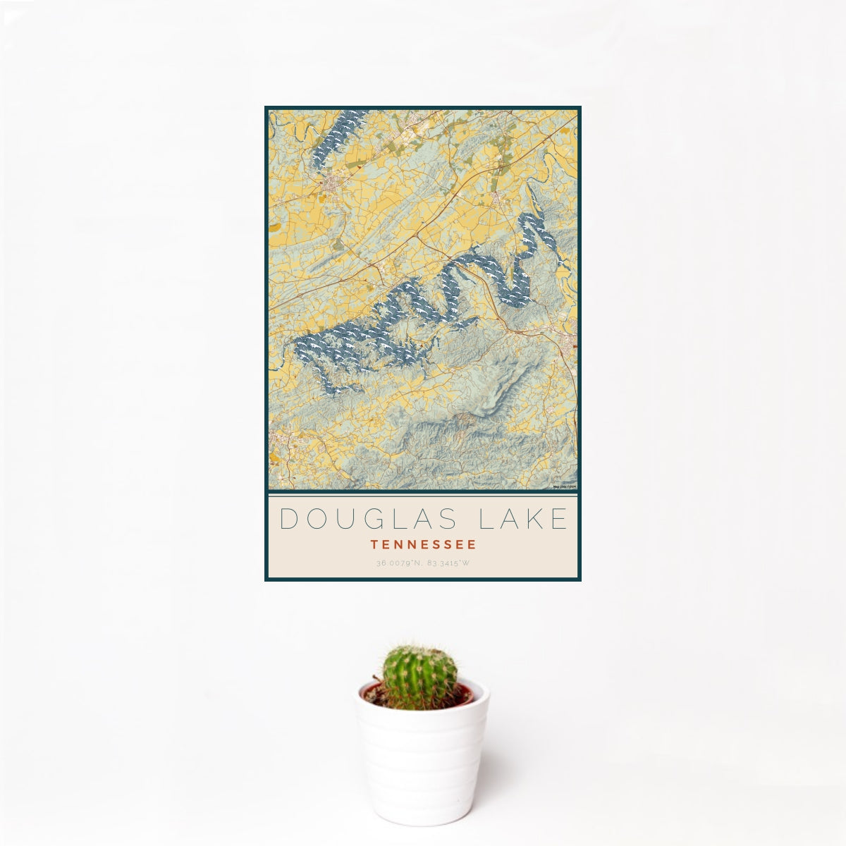 Douglas Lake - Tennessee Map Print in Woodblock — JACE Maps