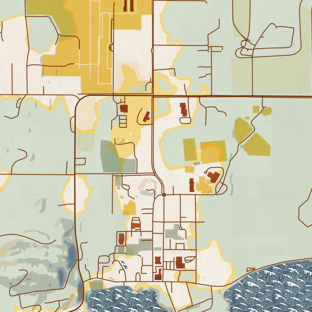 Eastsound - Washington Map Print in Woodblock — JACE Maps