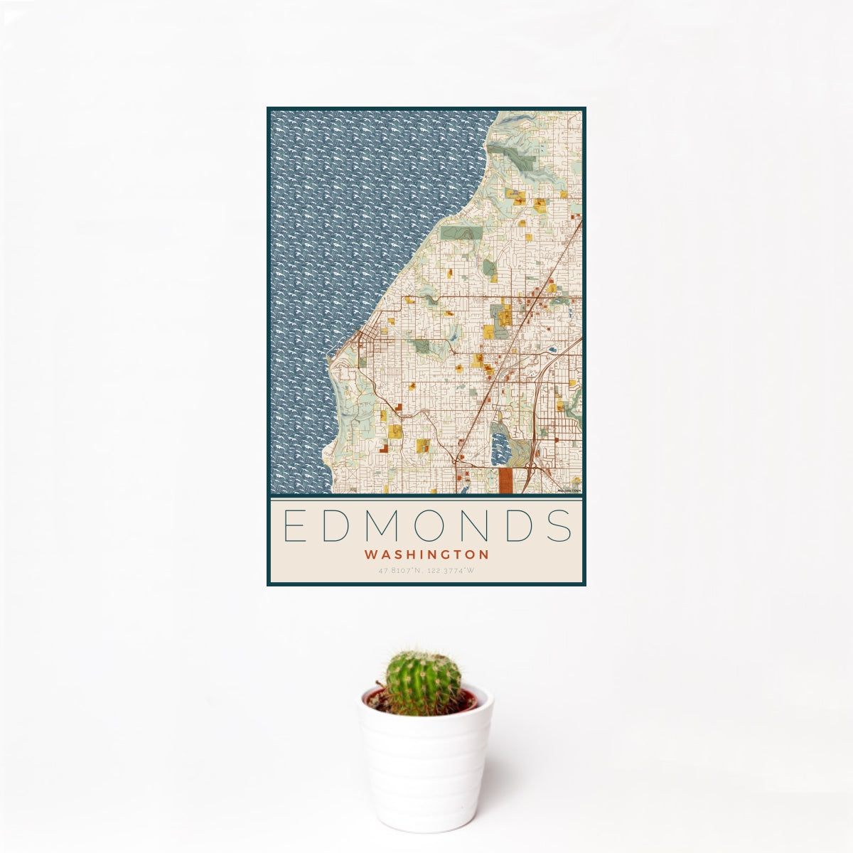 Edmonds - Washington Map Print in Woodblock — JACE Maps