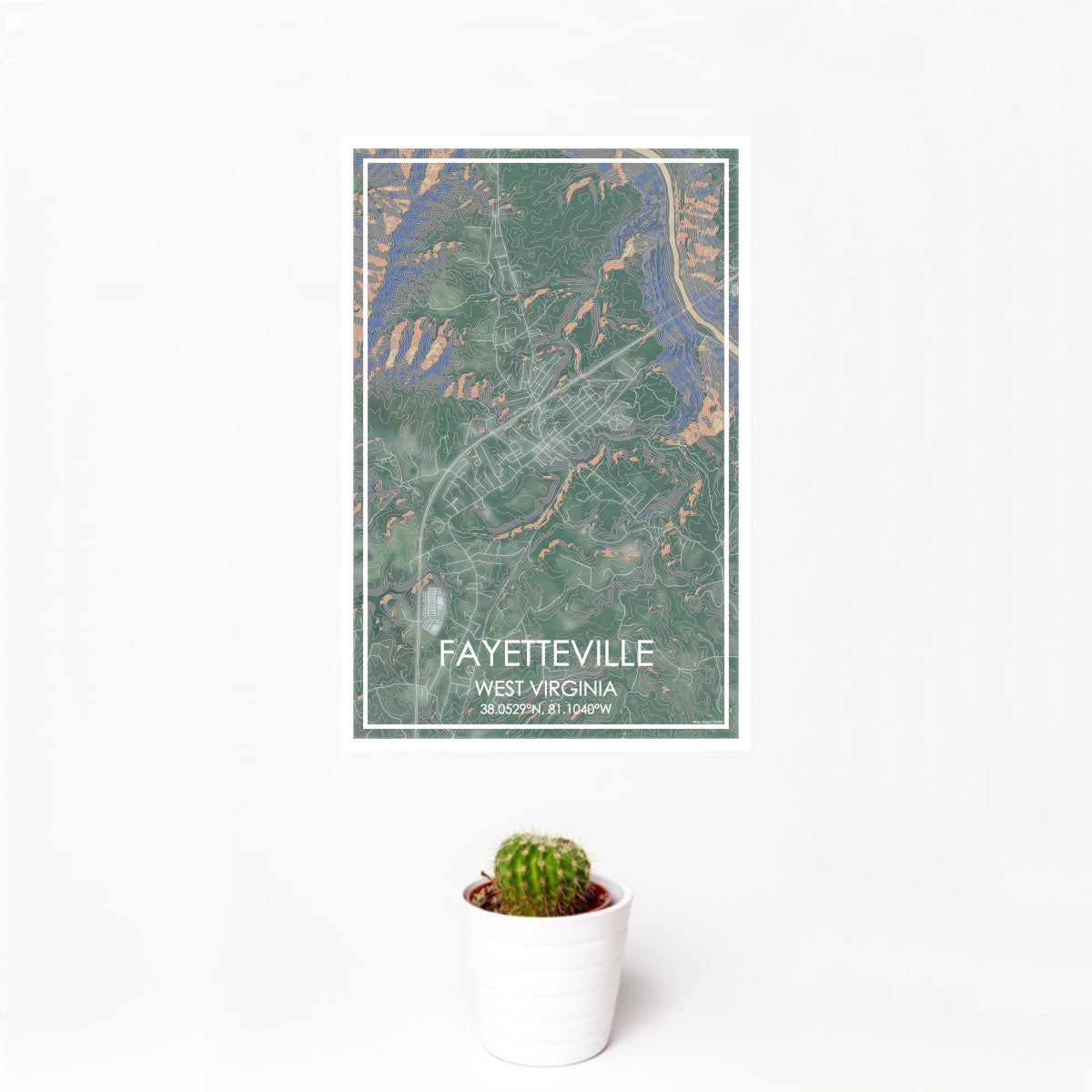 Fayetteville - West Virginia Map Print in Afternoon — JACE Maps