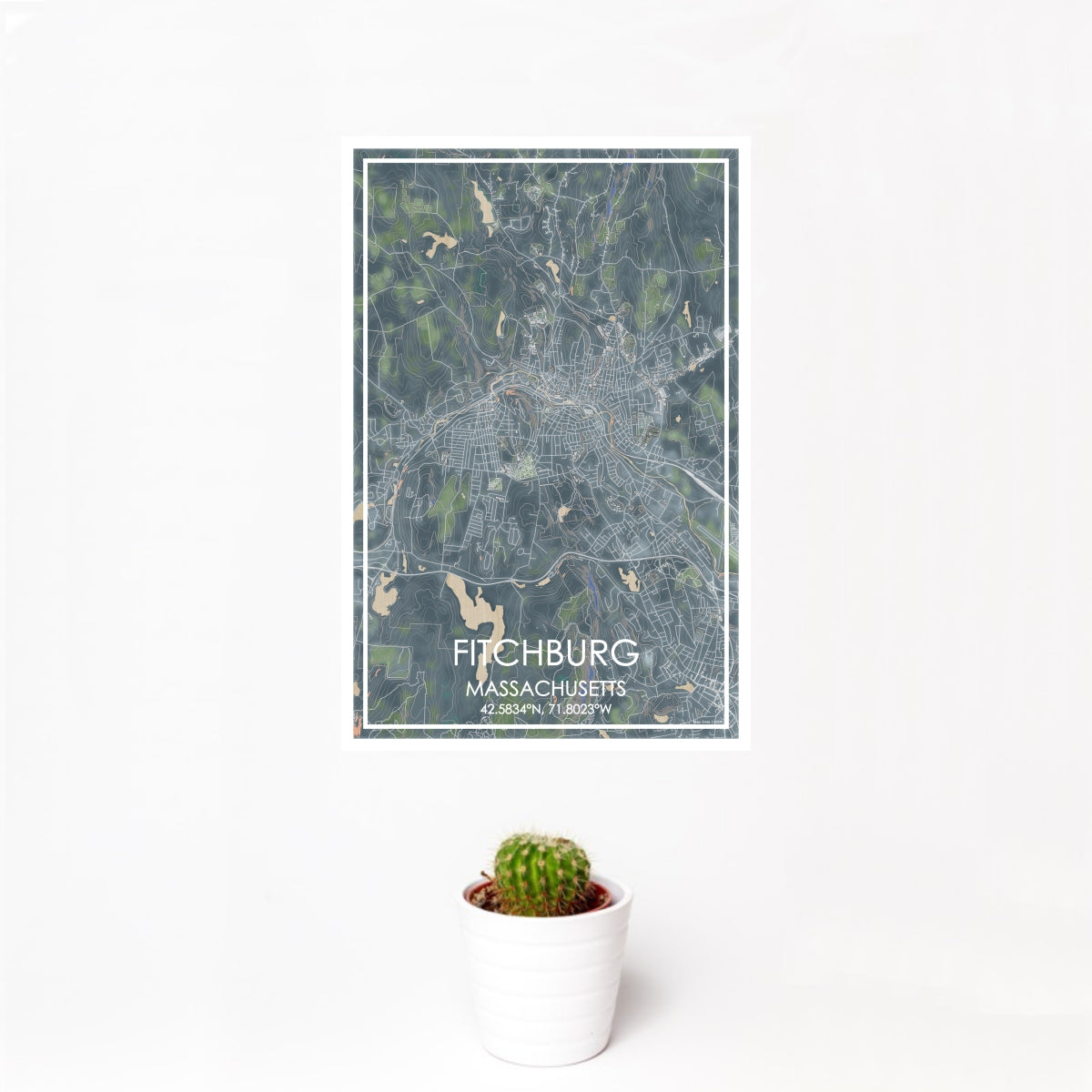 Fitchburg - Massachusetts Map Print in Afternoon — JACE Maps