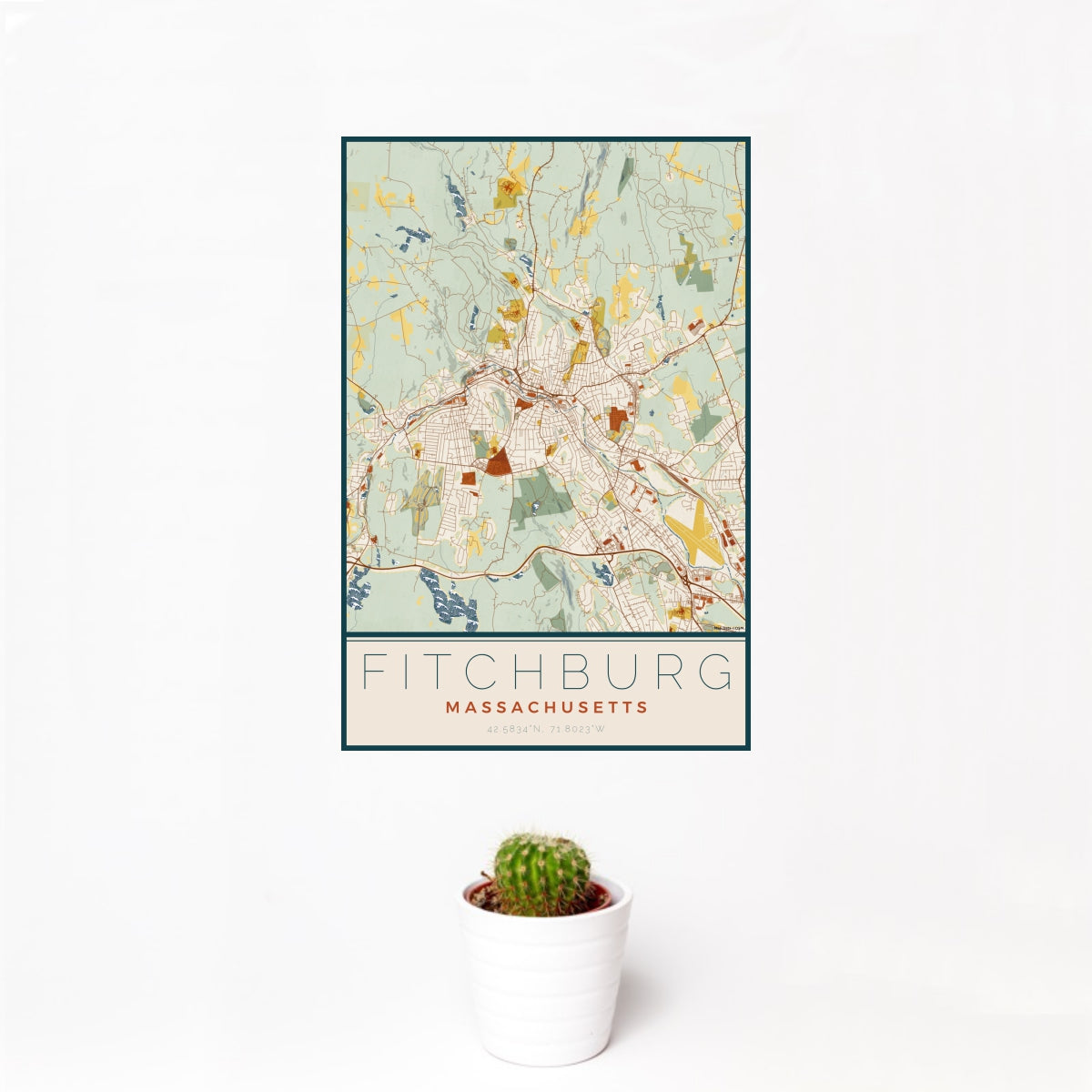 Fitchburg - Massachusetts Map Print in Woodblock — JACE Maps
