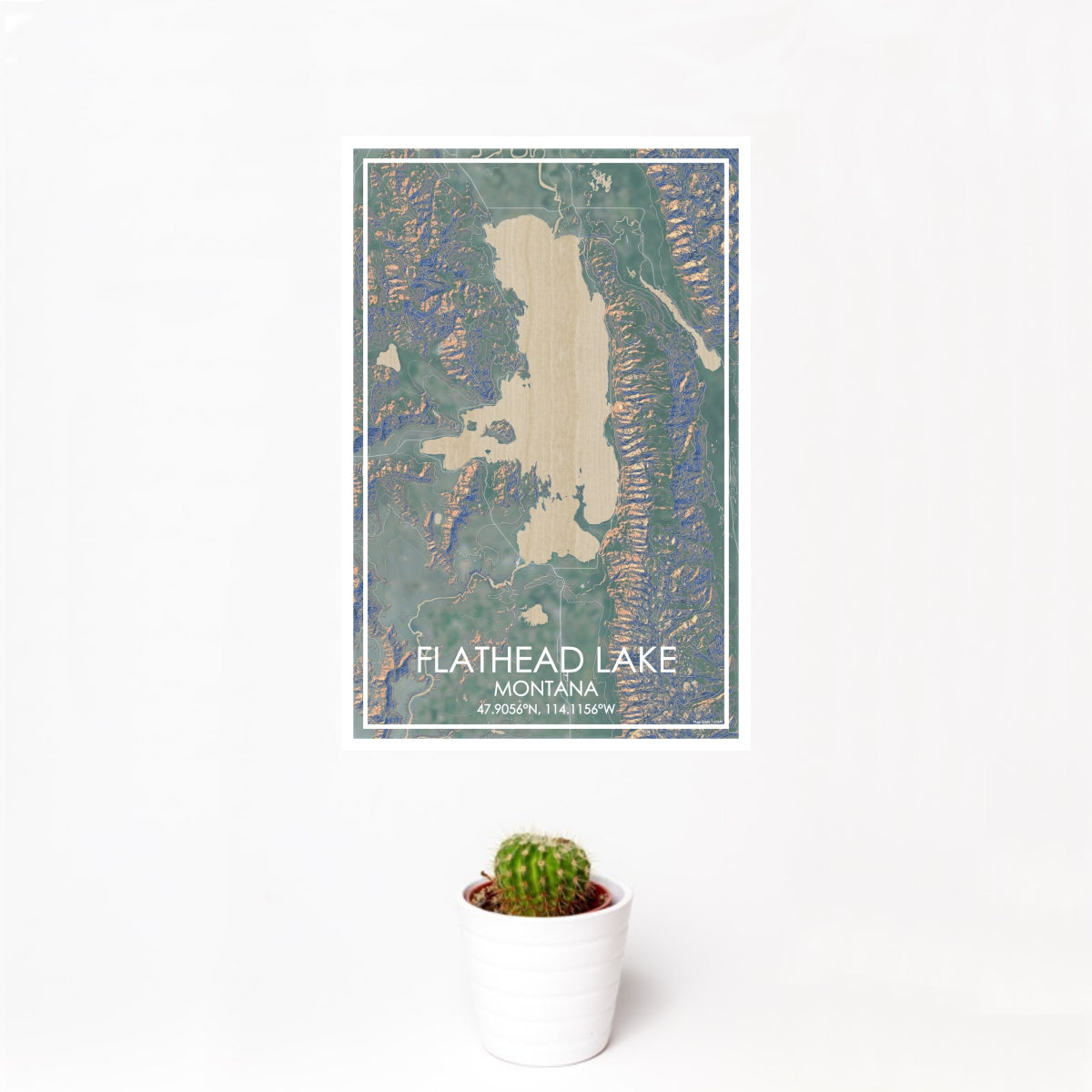 Flathead Lake - Montana Map Print in Afternoon — JACE Maps