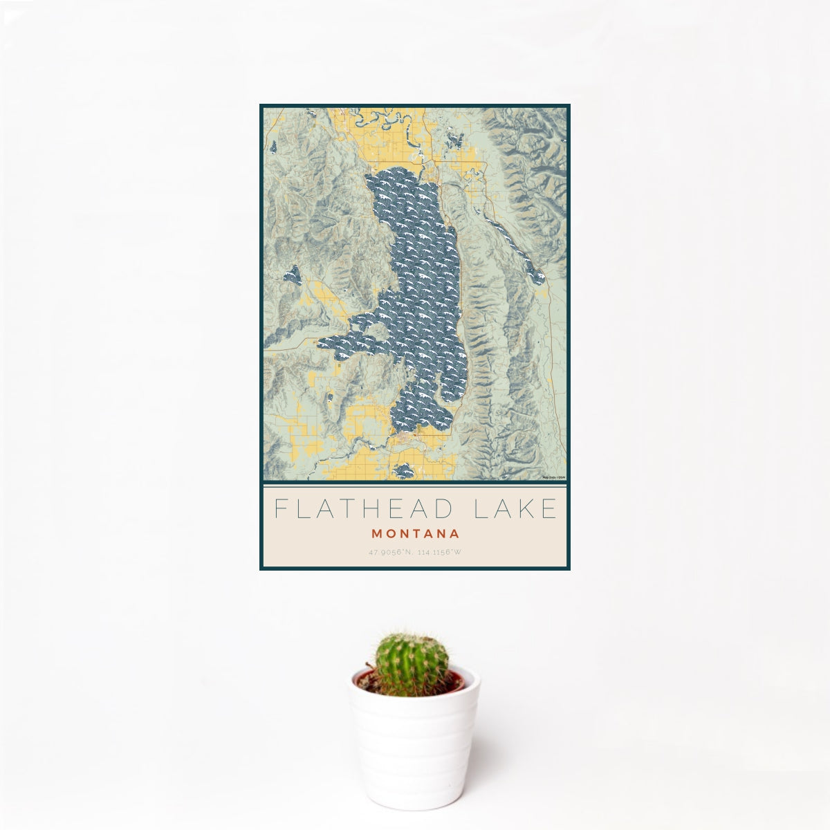 Flathead Lake - Montana Map Print in Woodblock — JACE Maps