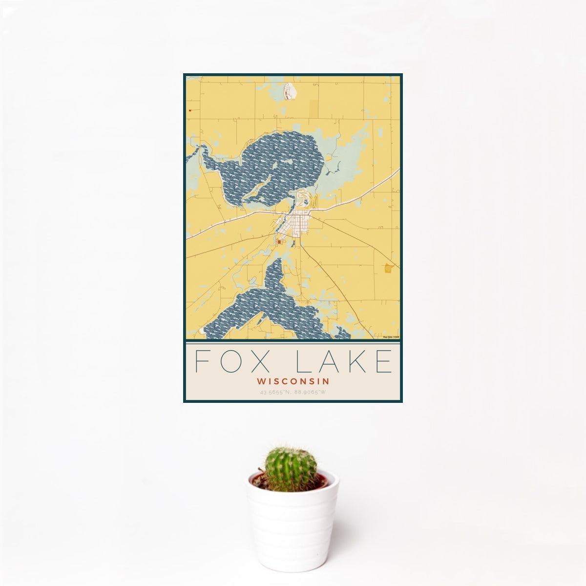 Fox Lake - Wisconsin Map Print in Woodblock — JACE Maps