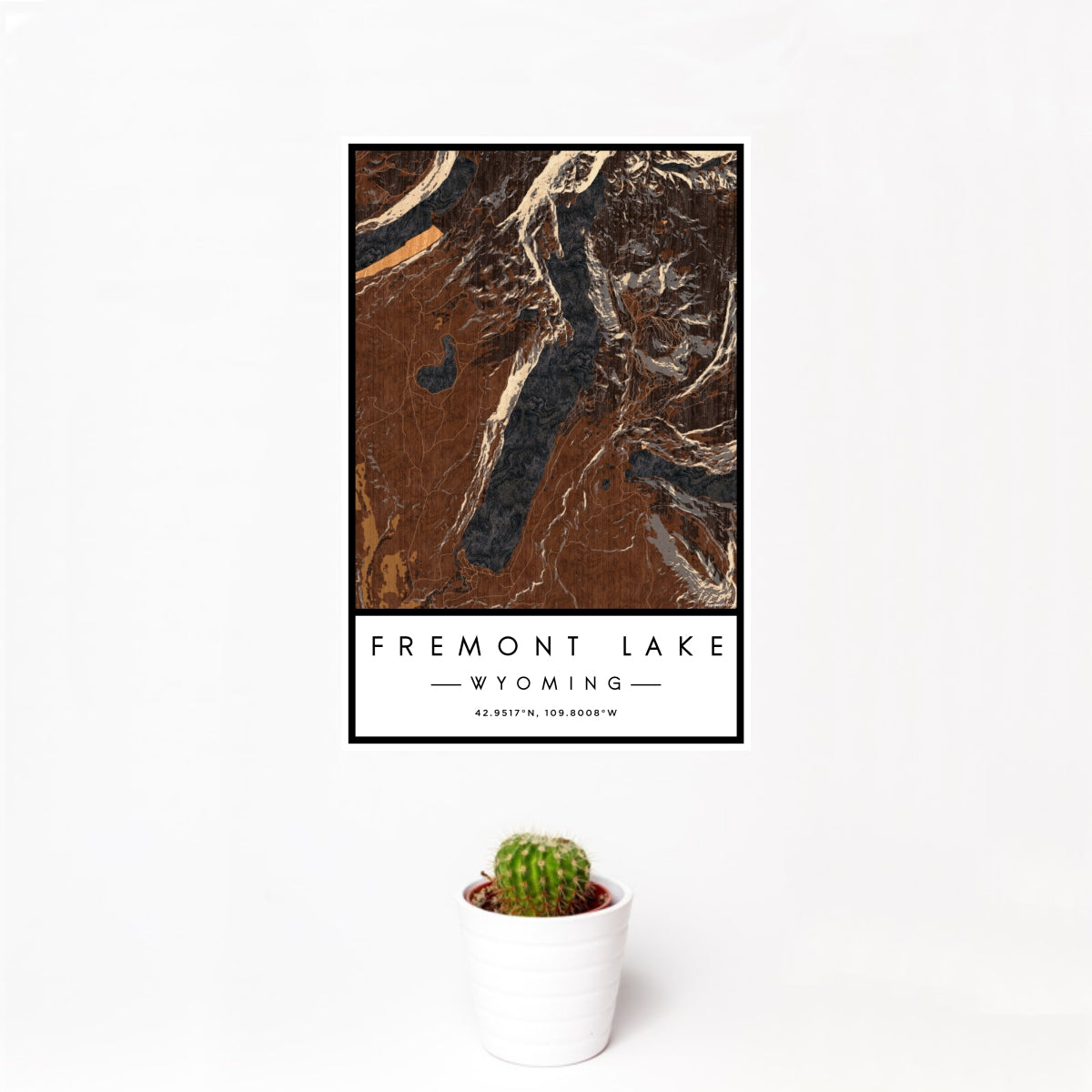 Fremont Lake - Wyoming Map Print in Ember — JACE Maps