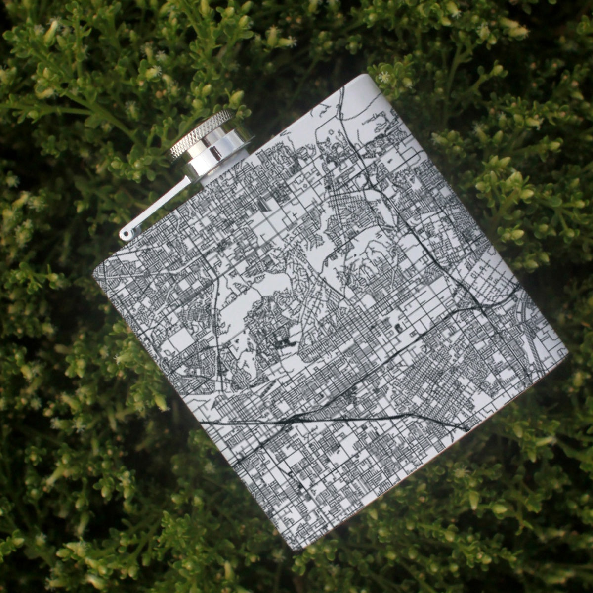 Fullerton - California Engraved Map Hip Flask in Matte White — JACE Maps