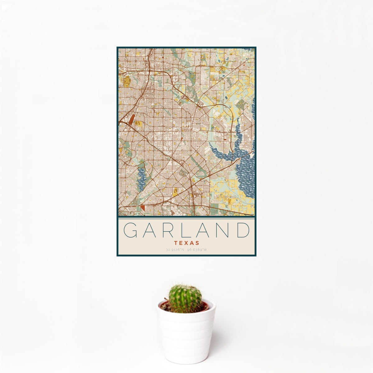 Garland - Texas Map Print in Woodblock — JACE Maps