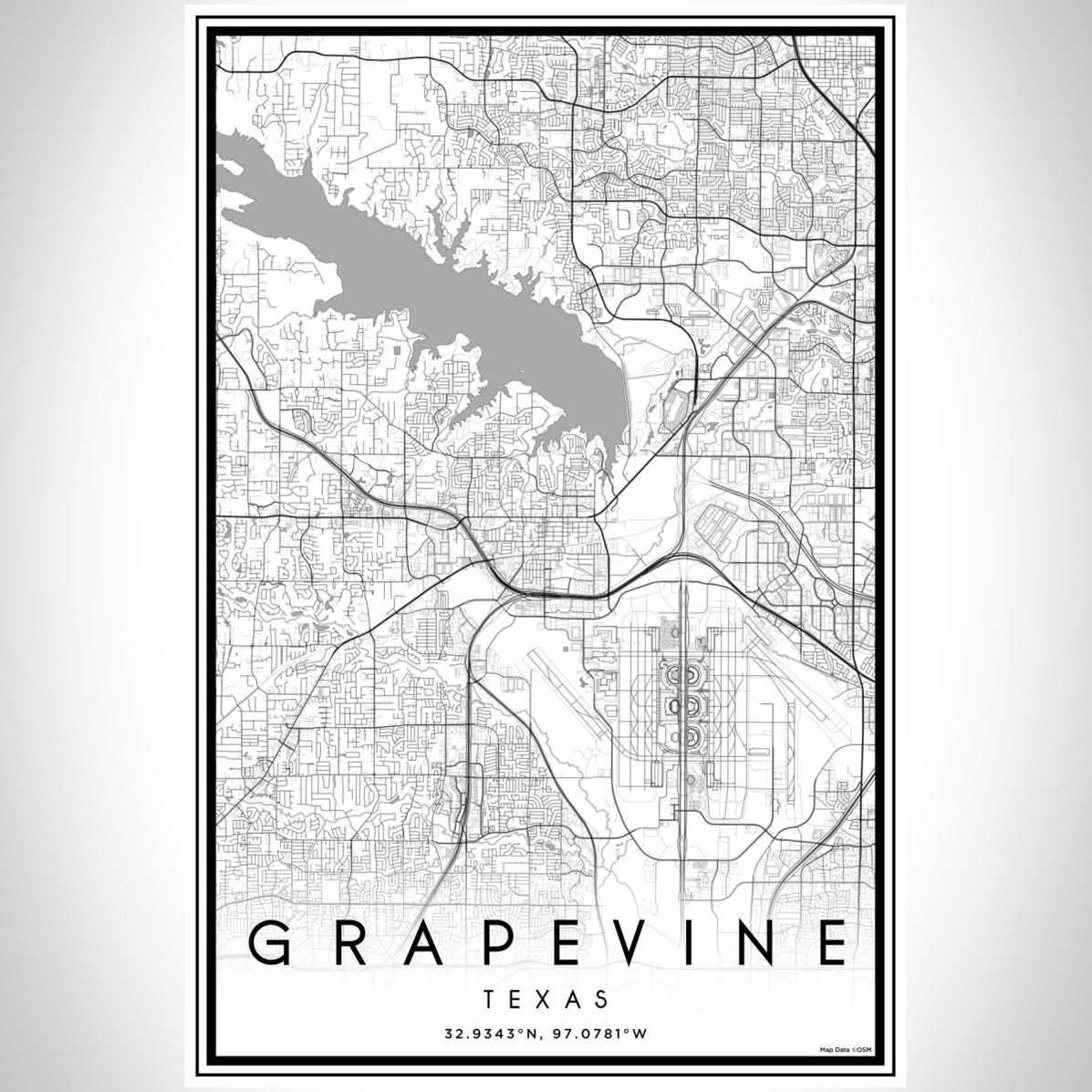 Grapevine - Texas Map Print in Classic — JACE Maps