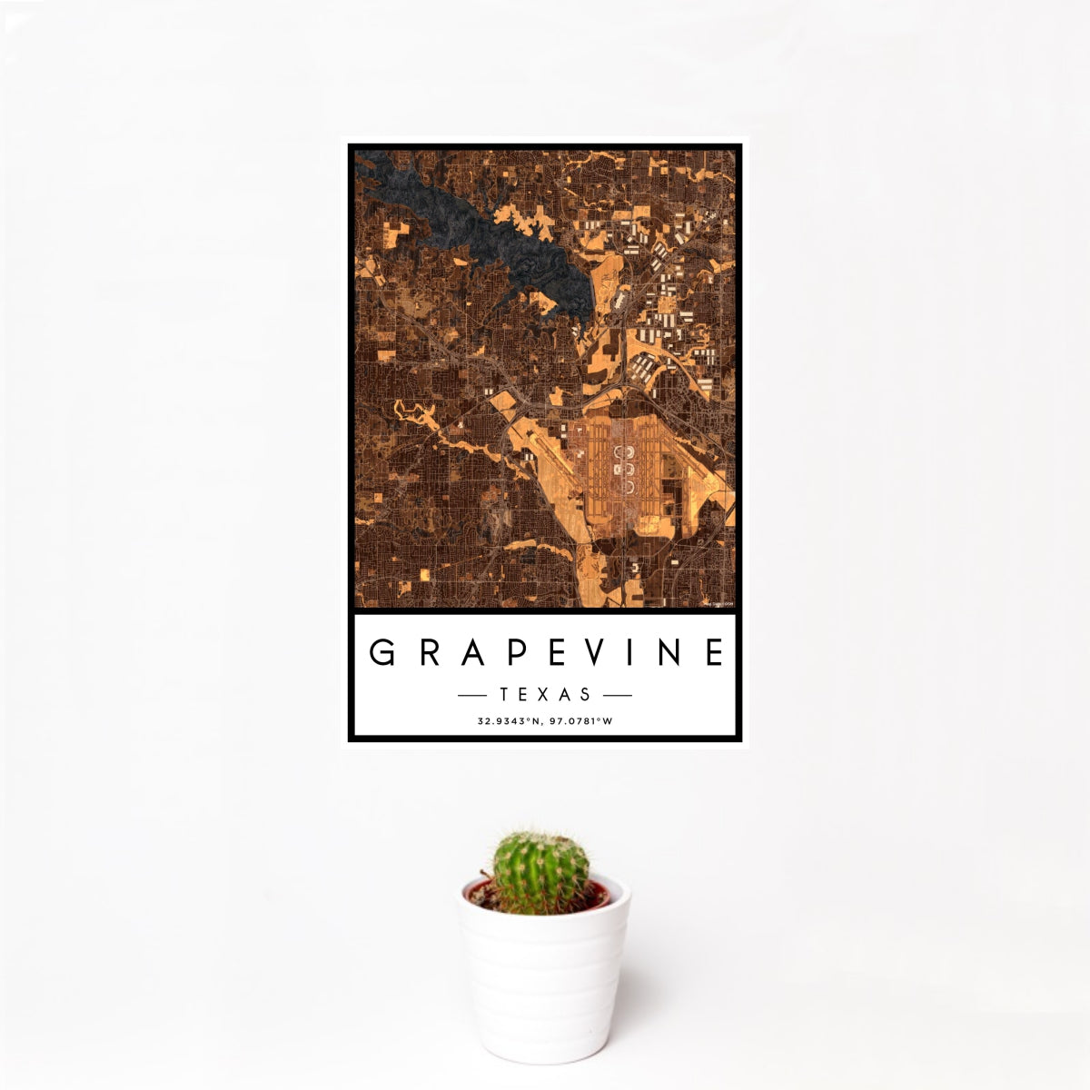 Grapevine - Texas Map Print in Ember — JACE Maps