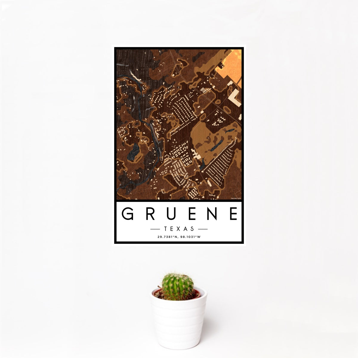Gruene - Texas Map Print in Ember — JACE Maps