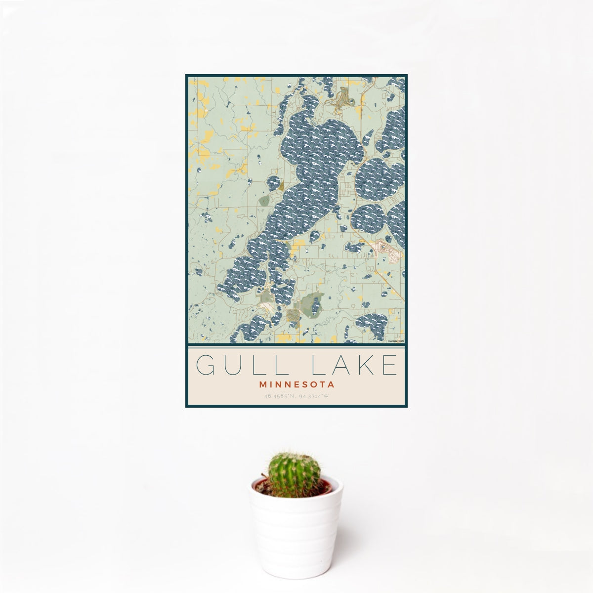 Gull Lake - Minnesota Map Print in Woodblock — JACE Maps