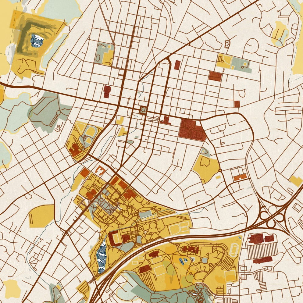 Harrisonburg - Virginia Map Print in Woodblock — JACE Maps