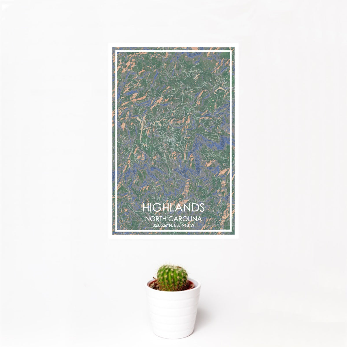 Highlands - North Carolina Map Print in Afternoon — JACE Maps