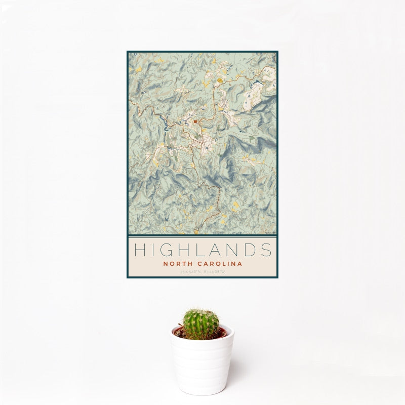 Highlands - North Carolina Map Print in Woodblock — JACE Maps