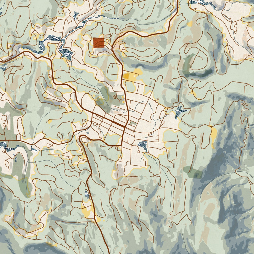 Highlands - North Carolina Map Print in Woodblock — JACE Maps