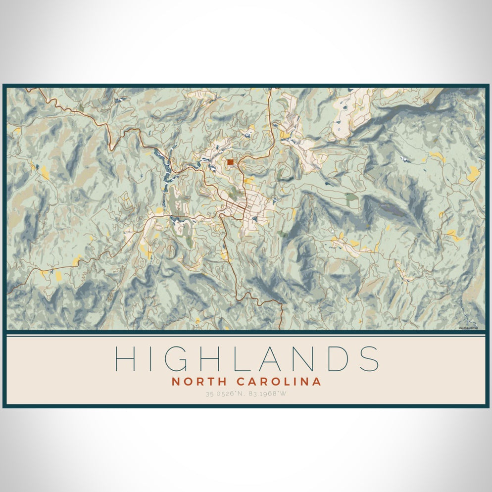 Highlands - North Carolina Map Print in Woodblock — JACE Maps