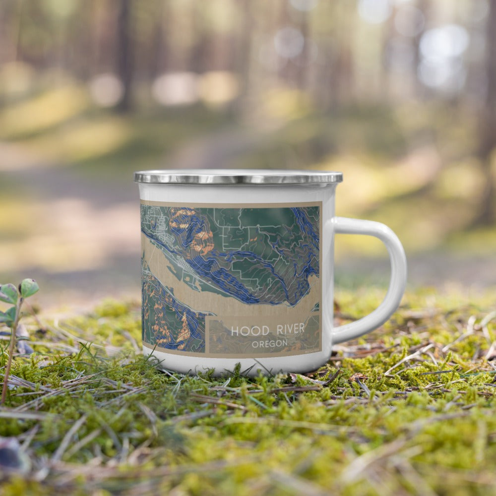 Hood River - Oregon Map Enamel Mug in Afternoon — JACE Maps