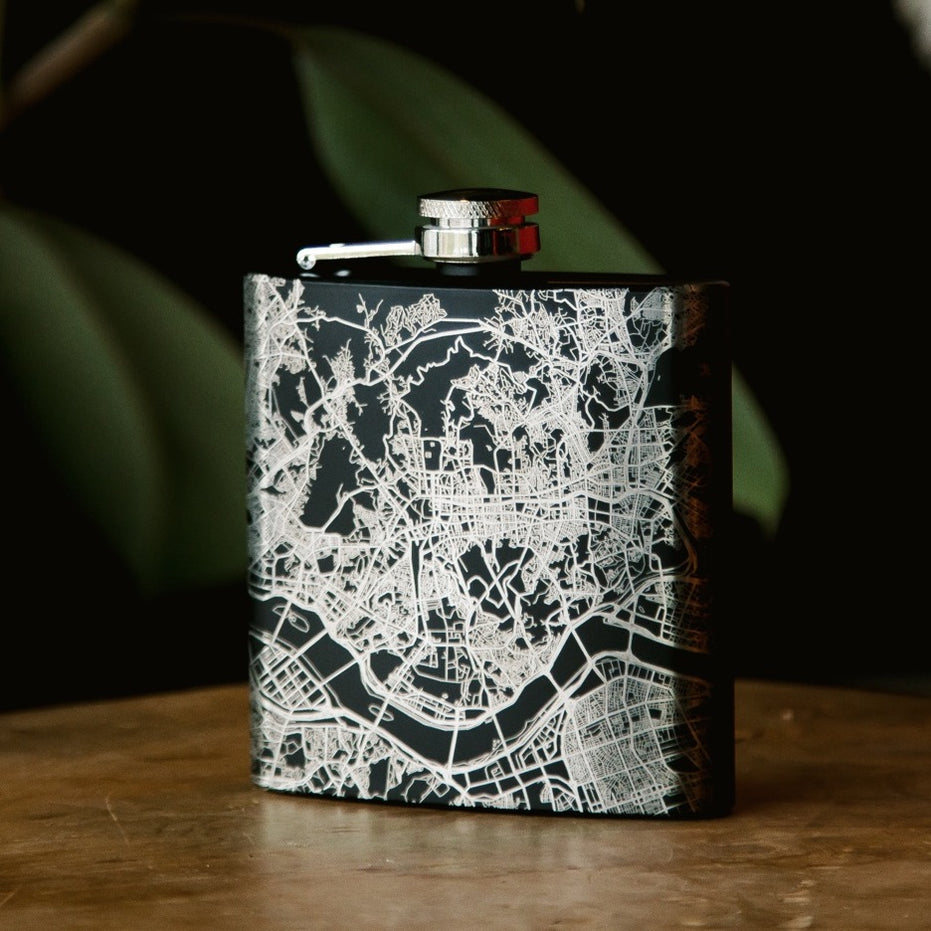 Indio - California Engraved Map Hip Flask in Matte Black — JACE Maps