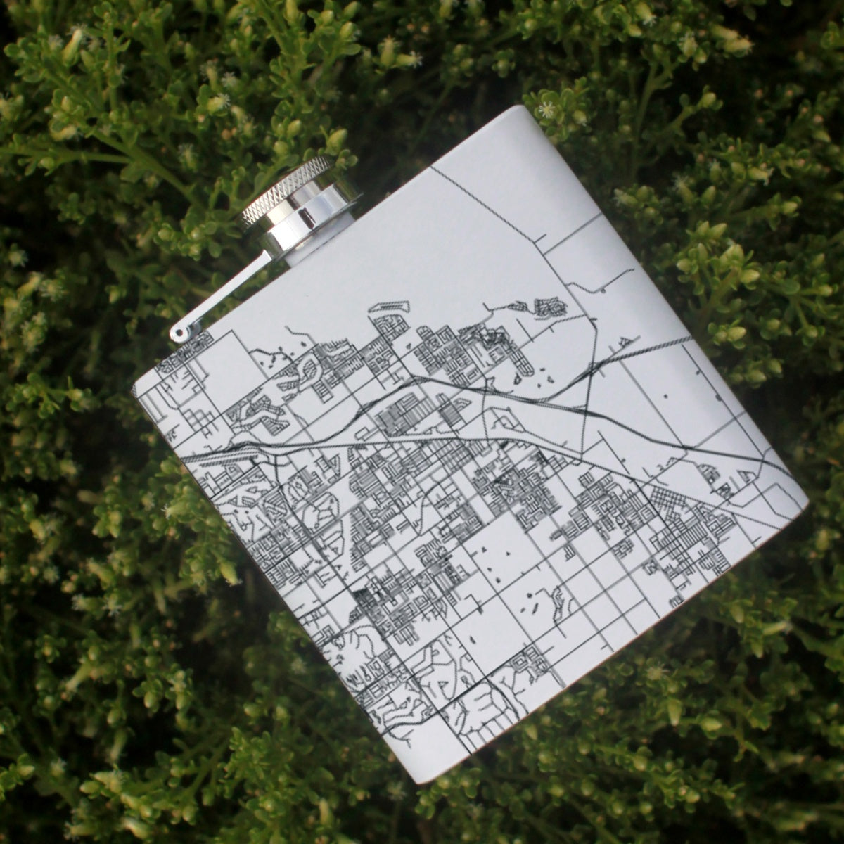 Indio - California Engraved Map Hip Flask in Matte White — JACE Maps