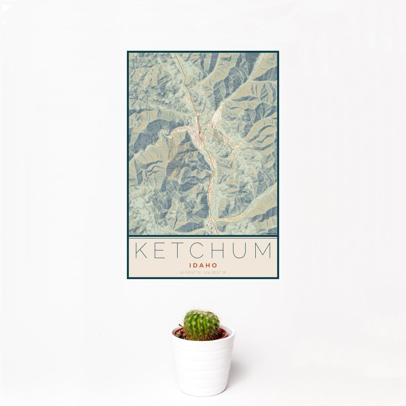 Ketchum - Idaho Map Print in Woodblock — JACE Maps
