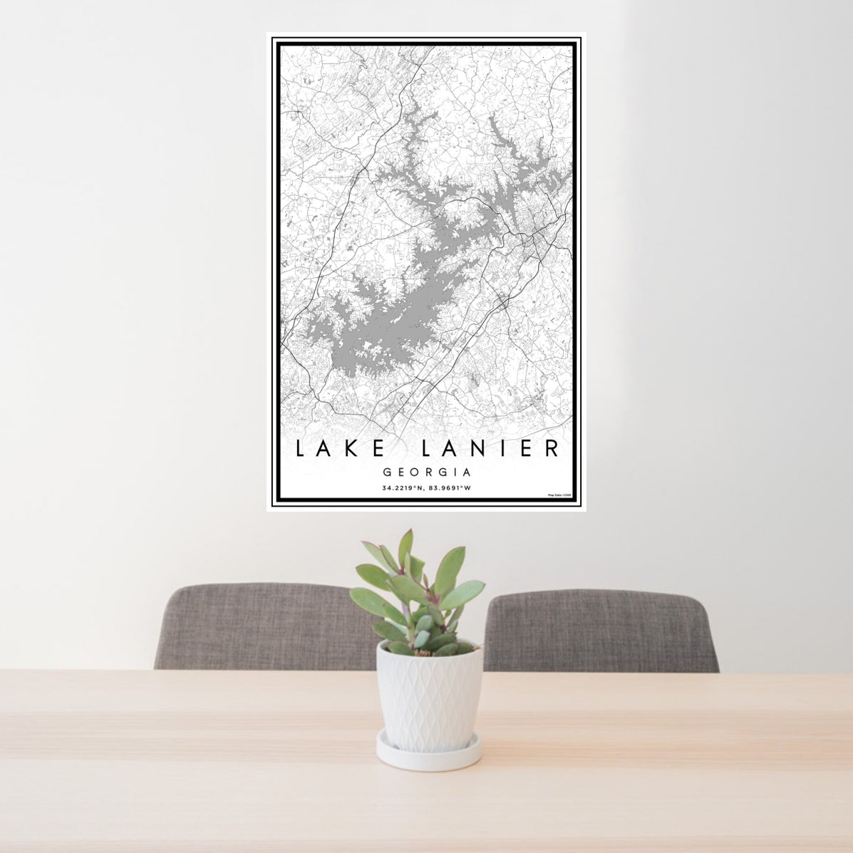 Lake Lanier - Georgia Map Print in Classic — JACE Maps