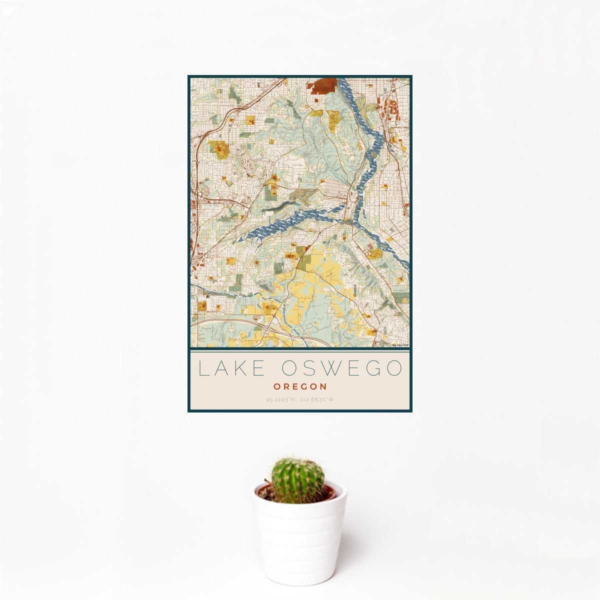 Lake Oswego - Oregon Map Print in Woodblock — JACE Maps