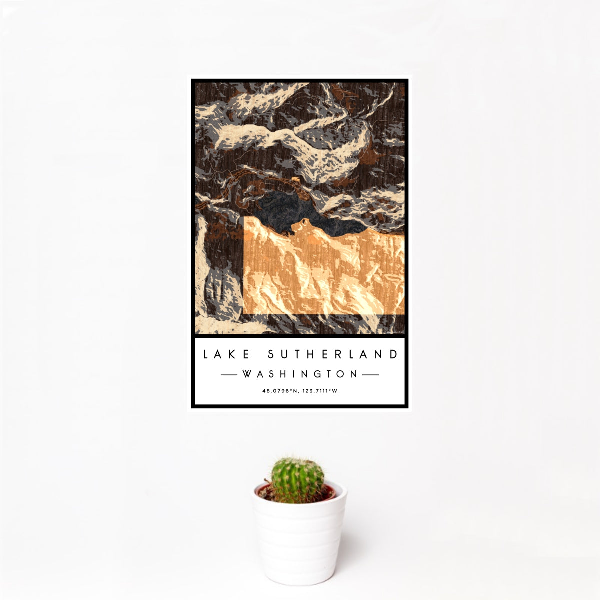 Lake Sutherland - Washington Map Print in Ember — JACE Maps