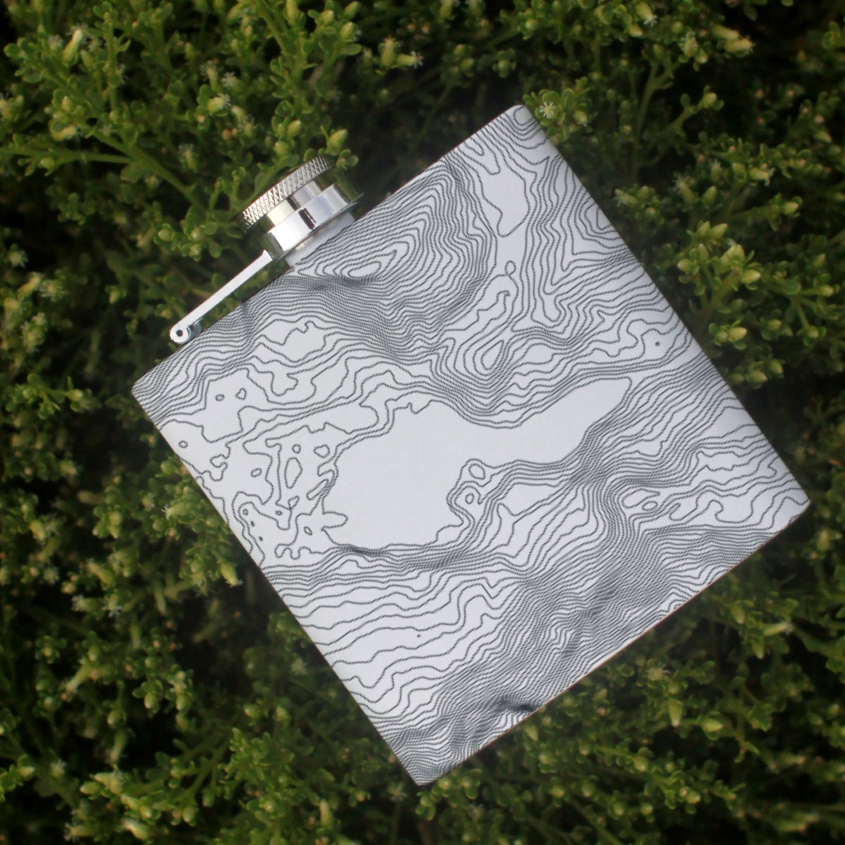 Lake Sutherland - Washington Engraved Topographic Map Hip Flask in Mat ...