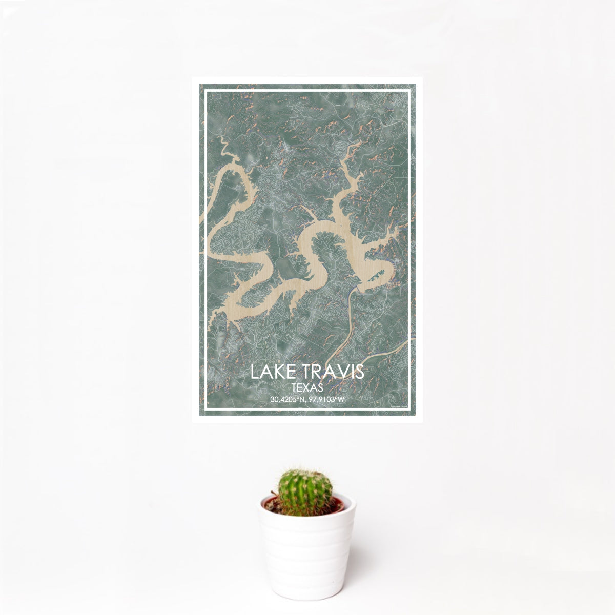 Lake Travis - Texas Map Print in Afternoon — JACE Maps
