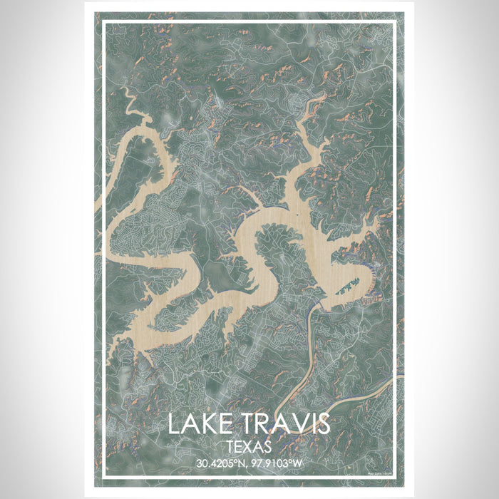 Lake Travis - Texas Map Print in Afternoon — JACE Maps