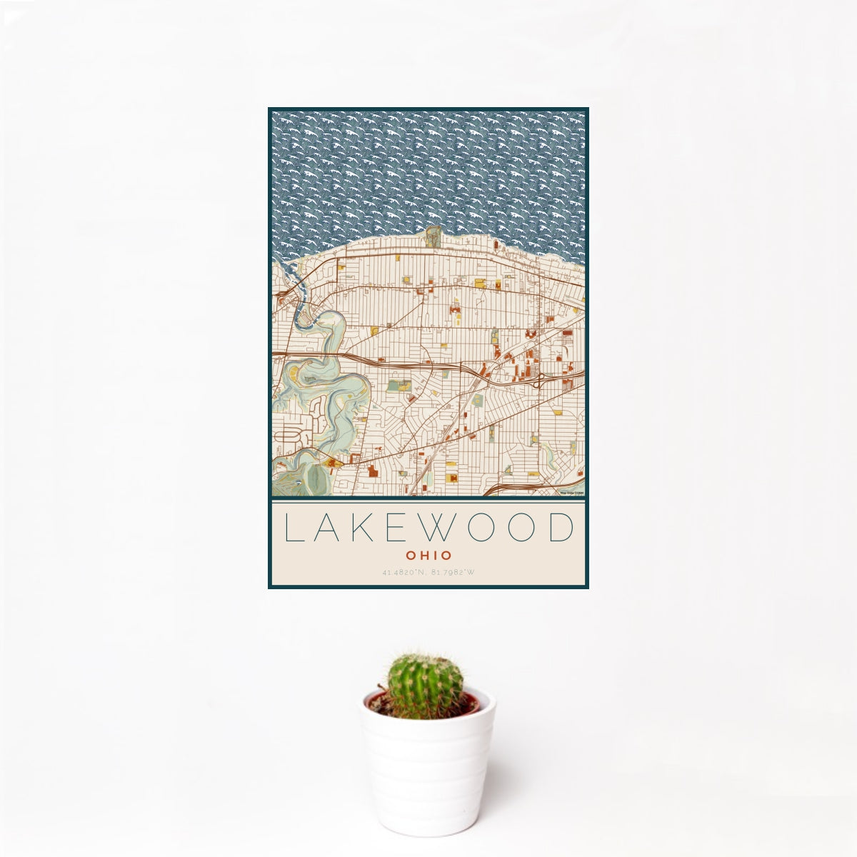 Lakewood - Ohio Map Print in Woodblock — JACE Maps