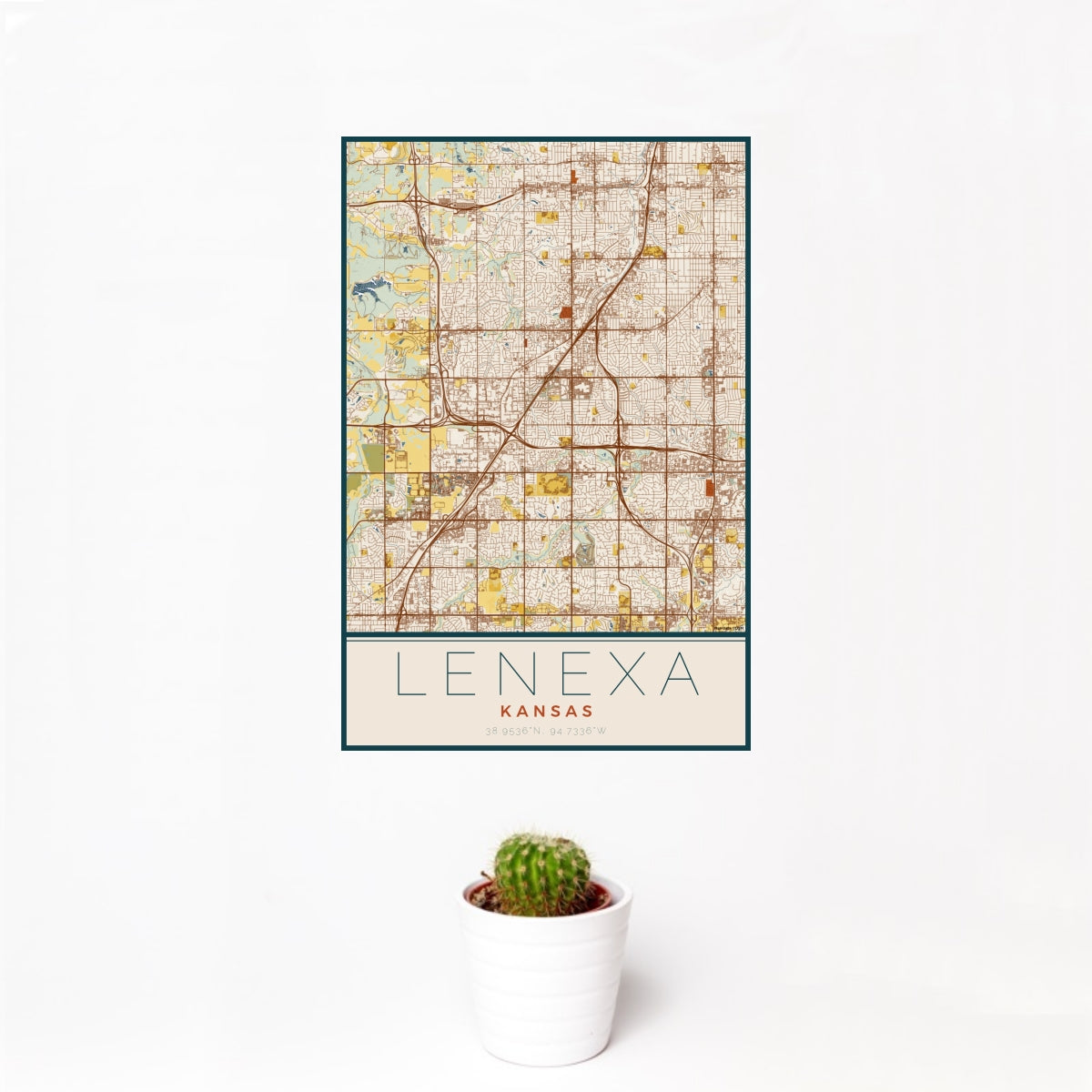 Lenexa - Kansas Map Print in Woodblock — JACE Maps