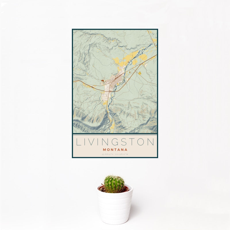 Livingston - Montana Map Print in Woodblock — JACE Maps