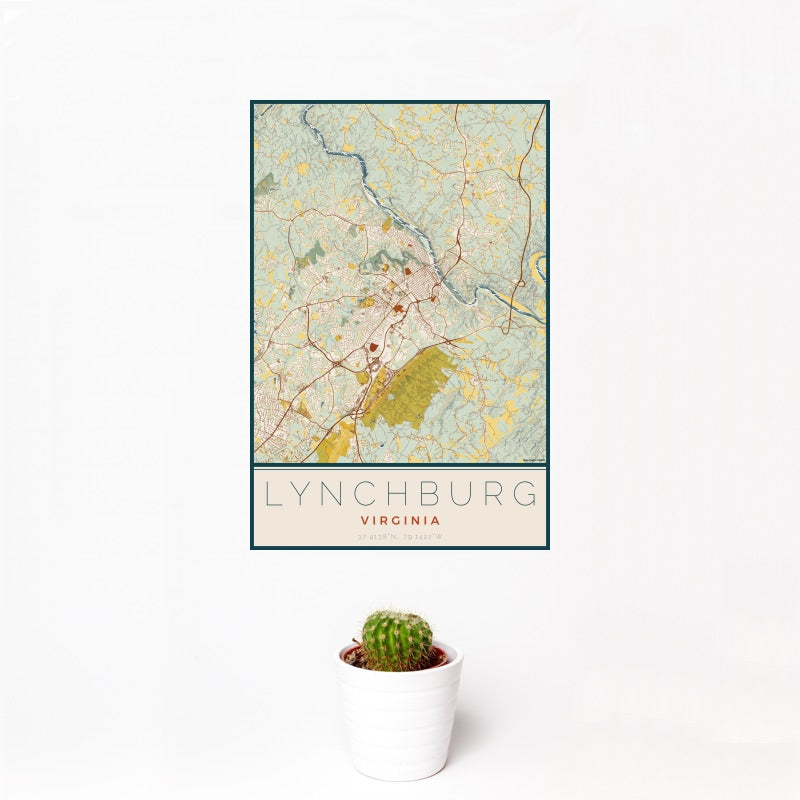 Lynchburg - Virginia Map Print in Woodblock — JACE Maps
