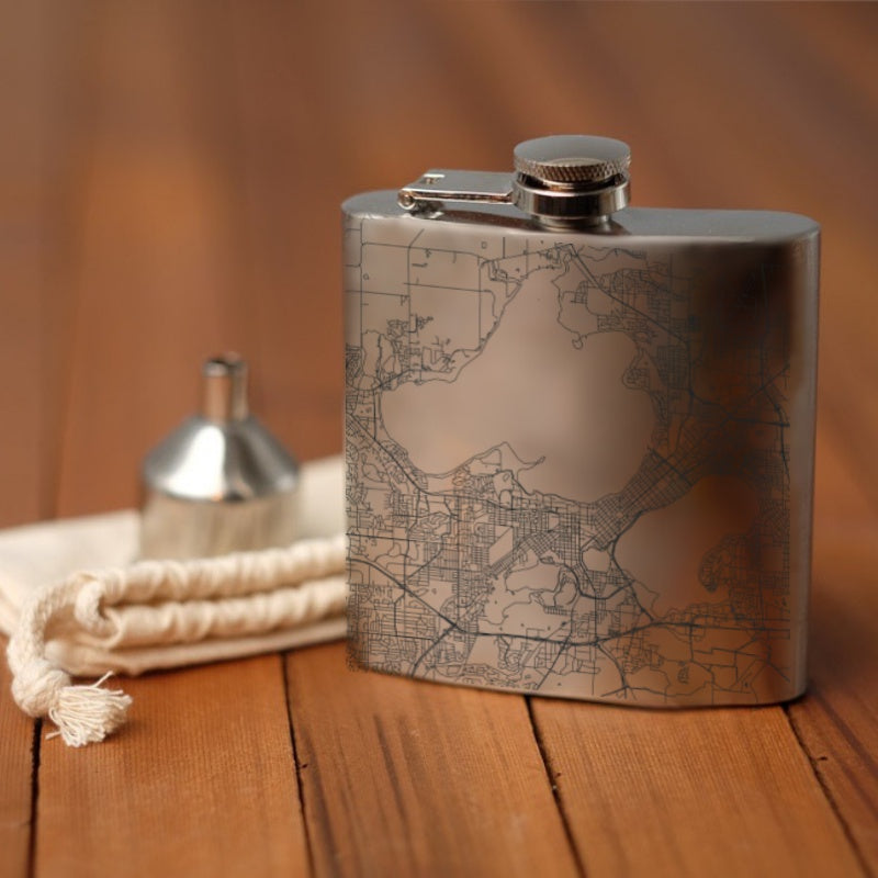 Madison - Wisconsin Engraved Map Hip Flask — JACE Maps
